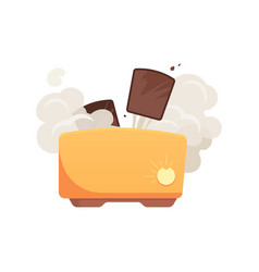 Red toaster with toasted bread for breakfast Vector Image