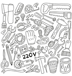 Art tools school - doodles set Royalty Free Vector Image