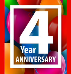Four years anniversary 4 number shaped birthday Vector Image