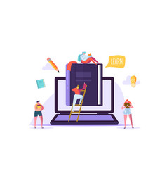 Online learning concept with cartoon character Vector Image