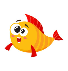 Two funny smiling crazy golden fish characters Vector Image