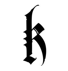Letter k in gothic style alphabet symbol Vector Image