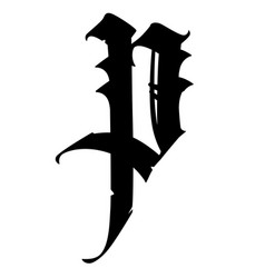 Letter p in the gothic style alphabet Royalty Free Vector