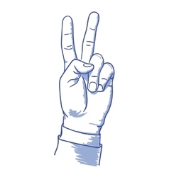 The Victory sign hand gesture Royalty Free Vector Image