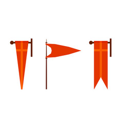 Ancient castle with red flags medieval Royalty Free Vector