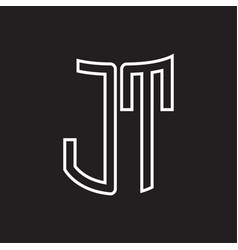 Jt logo monogram with piece circle ribbon style Vector Image