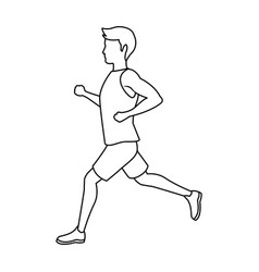 Running man in jersey profile side view Royalty Free Vector