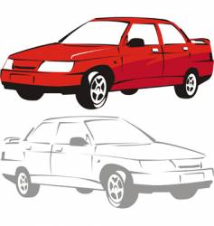 Red hot european style sports-car cartoon Vector Image