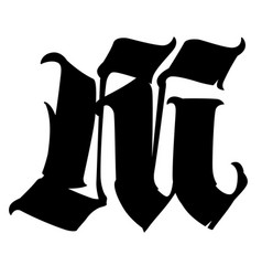 Letter m in gothic style alphabet symbol Vector Image