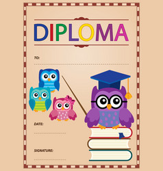 Wise owl with diploma and books Royalty Free Vector Image