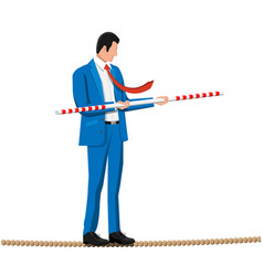 Cartoon man or businessman hanging on rope Vector Image