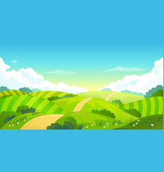 Abstract rural landscape with rising sun Vector Image