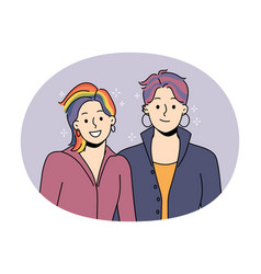 Smiling people support lgbtq community Royalty Free Vector