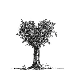 Hand tree in heart shape for love concept Vector Image