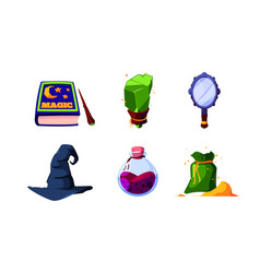 Cartoon wizard character in various poses Vector Image