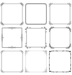 Collection of simple square frame with elements Vector Image