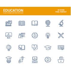 Online education line icons Royalty Free Vector Image