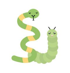 Cute little worm head kawaii character Royalty Free Vector