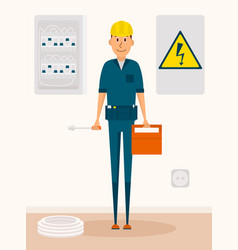 Cartoon electrician cable man Royalty Free Vector Image