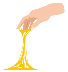 Sticky slime reaching stuck for hand white banner Vector Image