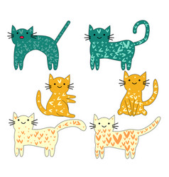 Collection of cute cats in jumping pose Royalty Free Vector