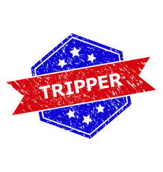 Hexagonal bicolor tripper rubber stamp with rubber