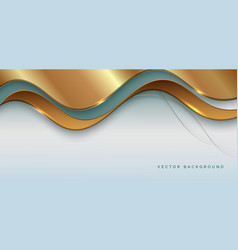 Abstract 3d gold curved green ribbon on dark Vector Image