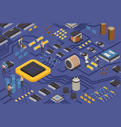 Circuit board isometric concept Royalty Free Vector Image