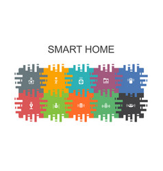 Smart home cartoon template with flat elements Vector Image