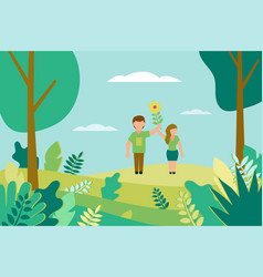 Spring landscape background with path Royalty Free Vector