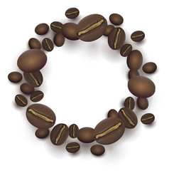 Roasted coffee beans round frame Royalty Free Vector Image