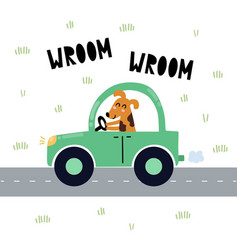 Cute animals driving in cars clipart set cartoon Vector Image