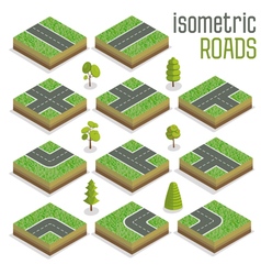 Isometric elements of road sections Royalty Free Vector