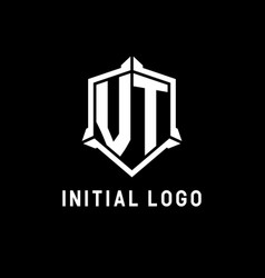 Initial vt geometric shield esport logo monogram Vector Image