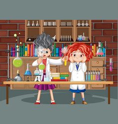 Scientist working with science tools in lab Vector Image