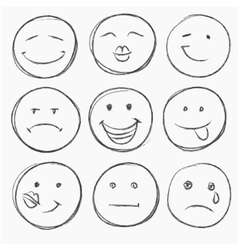 Set of hand drawn doodle faces emotions Royalty Free Vector