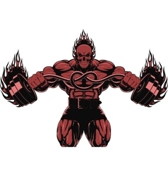 Cartoon muscle man bodybuilder stands and dreams Vector Image