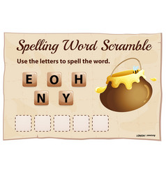 Spelling word scrable game with word honey Vector Image