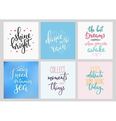 Lettering postcard quotes set Royalty Free Vector Image