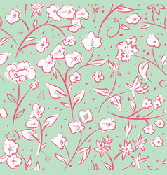 Tiny spring flowers doodle drawing pattern Vector Image