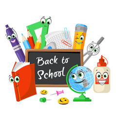 Funny composition stationery school objects Vector Image