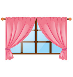 Window with pink curtain Royalty Free Vector Image
