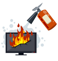Broken toaster with steam fire and burnt bread Vector Image