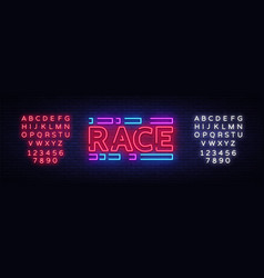 Race neon sign racing design template neon Vector Image