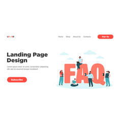 Faq website landing page design template Vector Image