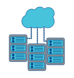 Set of data base server cloud connect binary Vector Image
