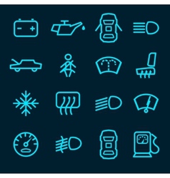 Set yellow and green light car dashboard panel Vector Image