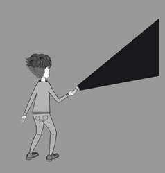 Man holding a candle with light at night Vector Image