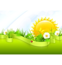 Sunset field landscape Royalty Free Vector Image