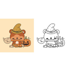 Cute halloween bear clipart for coloring page Vector Image